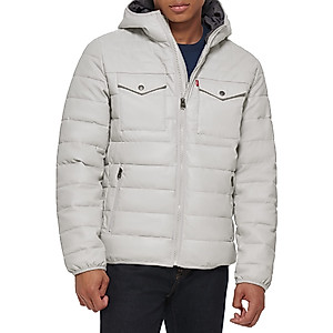 Levi's Men's 2-Pocket Stretch Quilted Puffer, Ice Faux Leather, Medium