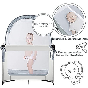 L RUNNZER Pack N Play Tent, Baby Pop Up Crib Tent to Keep Baby In, Crib Net for Pack And Plays, Mini Cribs & Play Yards to Stop Baby from Climbing Out, Pop Up Design & Breathable Mesh
