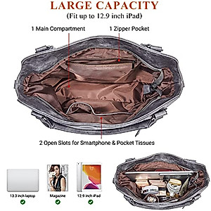 FOXLOVER Hobo Bags for Women Leather Crossbody Shoulder Bags Ladies Large Tote Purse (Grey)