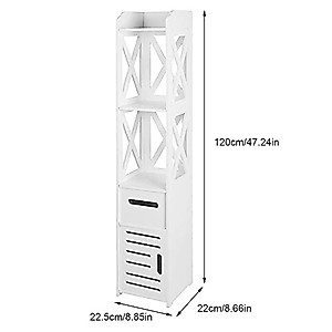Tall Bathroom Cabinet, Bathroom Storage Accessories Floor Standing Waterproof Cabinet Bathroom White Robust Bathroom Furniture Bathroom Toilet Silm Shelf Bathroom Organizer Tall Cupboard Storage Rack