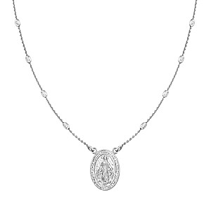 Ross-Simons Italian Sterling Silver Miraculous Medal Bead Station Necklace. 20 inches