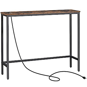 ELYKEN Console Tables for Entryway with Power Outlet, Narrow 39.4”Long Sofa Table for Living Room, Entrance Foyer Hallway Table, Behind Couch Table Skinny, Home Essential Decor