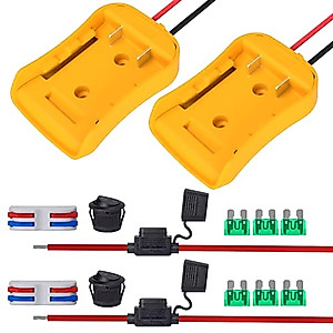 Kzreect Power Wheels Adapter for Dewalt 20V Battery Adapter, 20V Power Wheels Battery Converter Kit with Fuses Holder and Switch, Wire Terminals, 12AWG Wire for RC Car Toys Truck Adapter Set (2 Pack)