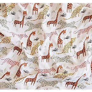 Aenne Baby Muslin Swaddle Blanket for Boys & Girls, Infant Toddler Quilt, Luxurious Wrap, Soft and Silky Stroller & Nursing Cover, Safari Animals Giraffe Cheetah Lion Blankie, Large 47"x 47", 1 Pack