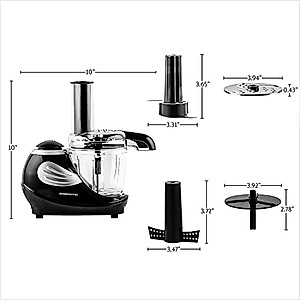 OVENTE Mini Electric Food Processor and Salad Vegetable Shake Mixer 1.5 Cup With Stainless Steel Blades Grater Slicer Chopper Juicer blenders and Emulsify Accessories Black PF1007B