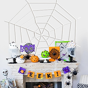 3 FT Halloween Giant String Rope Spider Web Decorations - Round Fake Spider Elastic Belt Props for Window Indoor Outdoor Yard Porch Haunted House Decor