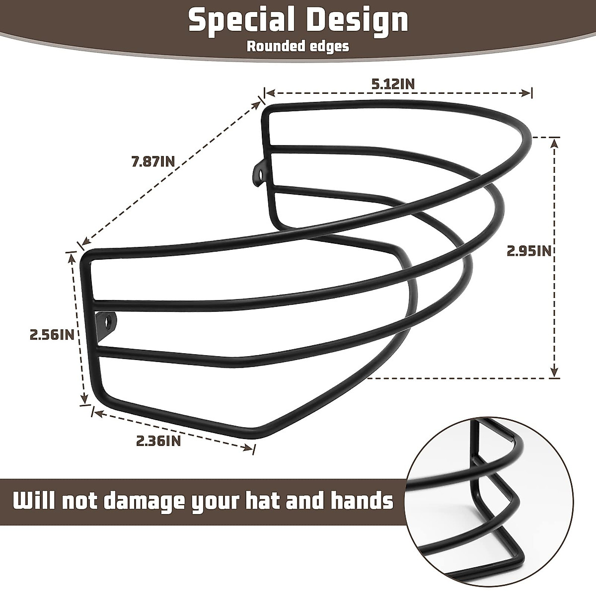 Fikoksol Hat Organizer for Baseball Caps, 2-Pack Black Metal Hat Rack Ball Cap Storage Organizer Hold Up to 30 Caps Hat Holder for Wall Door Closet, Wall Mounted & Adhesive Installation Option