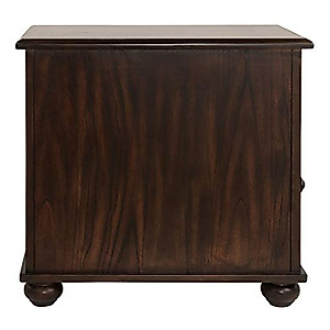 Signature Design by Ashley Barilanni Traditional Chair Side End Table with 1 Storage Cubby, 2 Fixed Shelves, 2 USB Ports & Outlets, Dark Brown