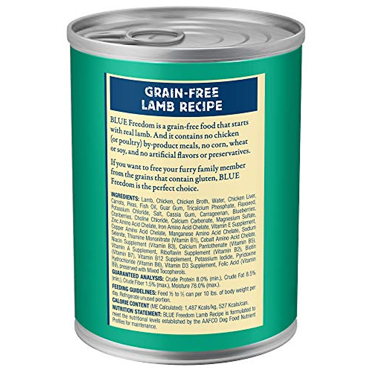 Blue Buffalo Freedom Grain Free Natural Adult Wet Dog Food, Lamb 12.5oz cans (Pack of 12)