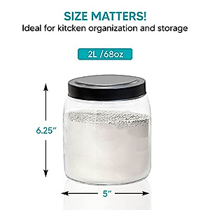 Kitchen Storage Jars Set of 2 – 68Oz Square Glass Canisters with Lids – Durable Canister Sets for Kitchen Counter – Non-BPA Glass – Multipurpose and Versatile Pantry Containers