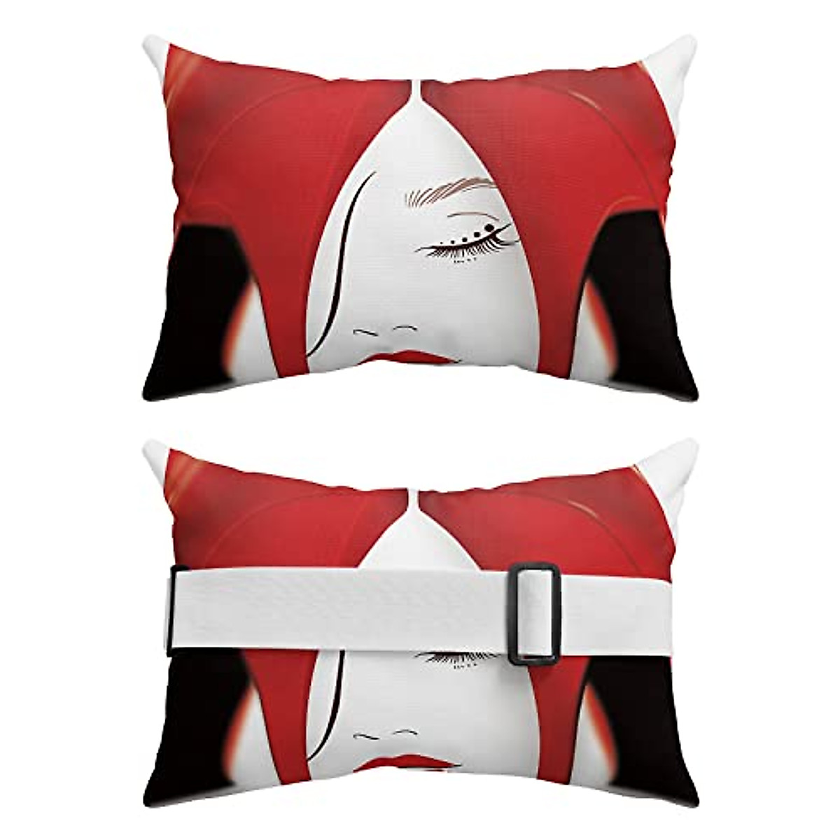 Throw Pillows with Strap, Neck & Lumbar Support Pillow Oudoor Patio Pillows, Sexy Woman Hiding Behind Red High Heels Stick Figure Pillow for Recliner, Beach Chair, Office Chair, Sofa, Armchair