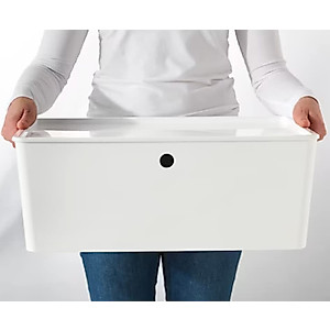 I-K-E-A KUGGIS Plastic Storage Box With Lid & Handles White Large Clothes Arts & Crafts, Game Accessories Or Bulky Items Organizer Besta Shelf Unit 14 1/2x21 ¼x8 ¼ ''