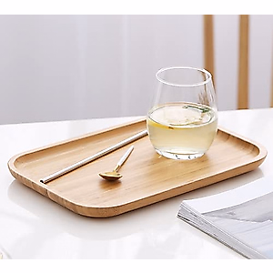 2-Pack 12 X 8 Inches Bamboo Trays ,Serving Tray Bamboo Breakfast Dinner Food Trays Coffee Tea Serving Tray Fruit platters for Home Hotel Restaurant