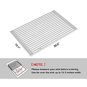 Surpahs Over The Sink Multipurpose Roll-Up Dish Drying Rack (Warm Gray, Large - 20.5" x 13.1")