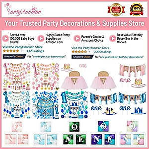 First Birthday Balloon 'ONE' Boxes for Baby Girl WITH 24 Balloons - Baby 1st Birthday Girl Decoration Clear Cube Blocks 'ONE' Letters as Cake Smash Photoshoot Props First Birthday Decorations Backdrop