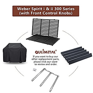 QuliMetal 7636 15.3“ Flavorizer Bars and 7639 Cooking Grates for Weber Spirit I and II 300 Series Grills with Front Controls