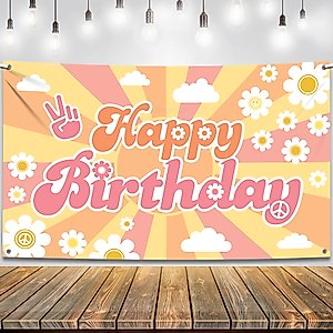 KatchOn, Groovy Birthday Banner - XtraLarge, 72x44 Inch | Groovy Backdrop for Groovy Party Decorations, Groovy Birthday Decorations | Groovy Birthday Party Decorations, Groovy Happy Birthday Banner