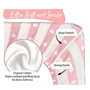 100% Organic Cotton Fitted Bassinet Sheets Fits Halo, Snoo, Uppababy, Ingenuity, Graco, Baby Trend, and All Other Standard Size Bassinets. 3 Pk