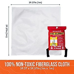 Go Time Gear Emergency Fire Blanket for Home and Kitchen, Fire Retardant Emergency Fire Blanket Kit, Survival Fireproof Blanket Up to 1,200 Degrees Fahrenheit