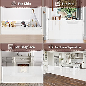 160 Inch Retractable Baby Gates Extra Wide Dog Gate for Extra Wide Openings Wide Retractable Gate Indoor Outdoor Large Baby Gate Retractable Dog Gate Extra Wide Baby Gate Garage Gate Deck Gate, White