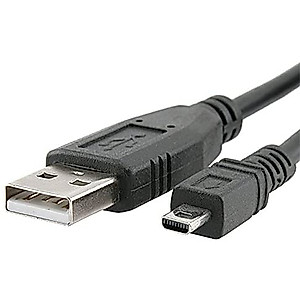 Black USB 2.0 A to 8-Pin Mini B Cable w/ Ferrite - 1.5M / 59 Inches for Nikon CoolPix P90