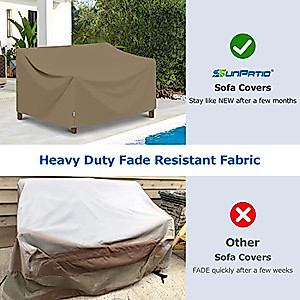 SunPatio Outdoor Sofa Cover 60 Inch, Heavy Duty Waterproof Patio Loveseat Cover 2-Seater, All Weather Protection Outdoor Couch Cover for Patio Furniture, 60" L x 36" W x 30" H, Taupe