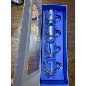 160ML4 Glass double wall cup with handle, Stackable cups, 4pcs/Gift box as one set