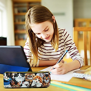 MIKOPNLIW Pencil Case Portable Stationery Bag, Slim Printing Design Zipper Capacity Small Pencil Pouch Cosmetic Organizer Bag for Adult,Student,Artists.