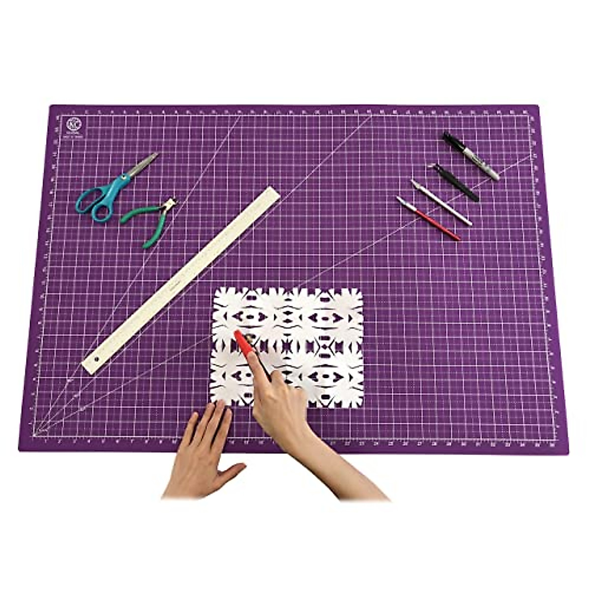 KC GLOBAL A2 (25"x19") Professional Grade Self-Healing Cutting Mat (Purple) - Odor-Free, Double-Sided, eco-Friendly, Durable. Premium Desk mat for Crafting, Sewing, Quilting and Art Projects