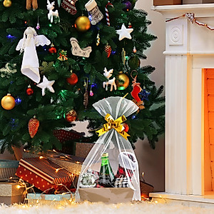 Fainne 74 Pcs Basket for Gifts Empty, Gift Basket Bulk Include 20 Gift Basket Empty with Handles 30 Plastic Bags and 24 Multicolor Bows for Party Favors Christmas Thanksgiving Wedding Birthday(Brown)