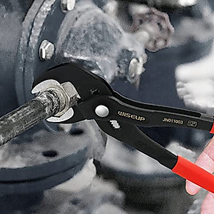 WISEUP Groove Joint Pliers Set with Fast Adjustable Pliers 7 Inch & 10 Inch Water Pumper Pliers Smooth Jaw Tongue and Groove Pliers Wrench for Channel Home Repair Gripping Nuts Bolts Pipe