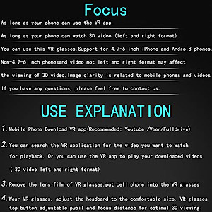 VR Headset for iPhone & Android Phone,3D VR Glasses for TV,Movies & Video Games,VR Headset with Remote Controller,Virtual Reality Headset for iPhone/Android Phone Compatible 4.7-6 inch