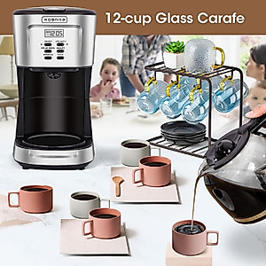 12 Cup Coffee Maker,Programmable Coffee Maker with Glass Carafe,900W Quick Brew Drip Coffee Pot,Auto Keep Warm,Anti-Drip,Brew Strength Control, Stainless Steel Coffe Machine for Home and Office