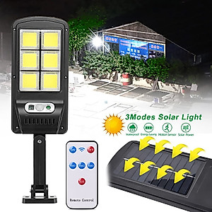 Trnni Outdoor Solar Street Light for Parking Lot Solar Lamp, LED Solar Street Lamp Wall Lamp PIR Motion Sensor Waterproof Floodlight with Remote Control