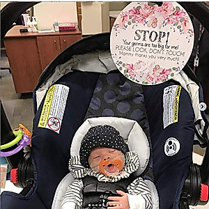 Three Little Tots – Flower Stop No Touching Baby Car Seat Sign or Stroller Tag - CPSIA Safety Tested
