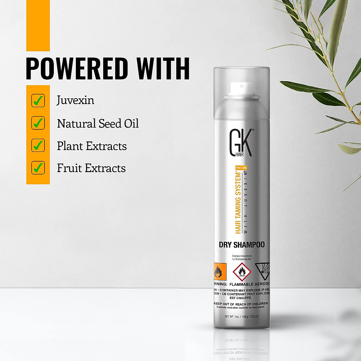 GK HAIR Global Keratin Waterless Dry Shampoo (7 Fl Oz/332ml) No Residue Spray for Fine, Oily and All Hair Types - Removes Flaking, Dandruff and Excess Oil - Sulfate Paraben Free - For Women and Men
