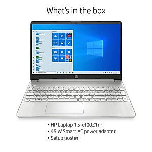 HP 15-inch HD Laptop, AMD Ryzen 3 3200U Processor, 8 GB RAM, 256 GB SSD, Windows 10 Home (15-ef0021nr, Natural Silver) (Renewed)