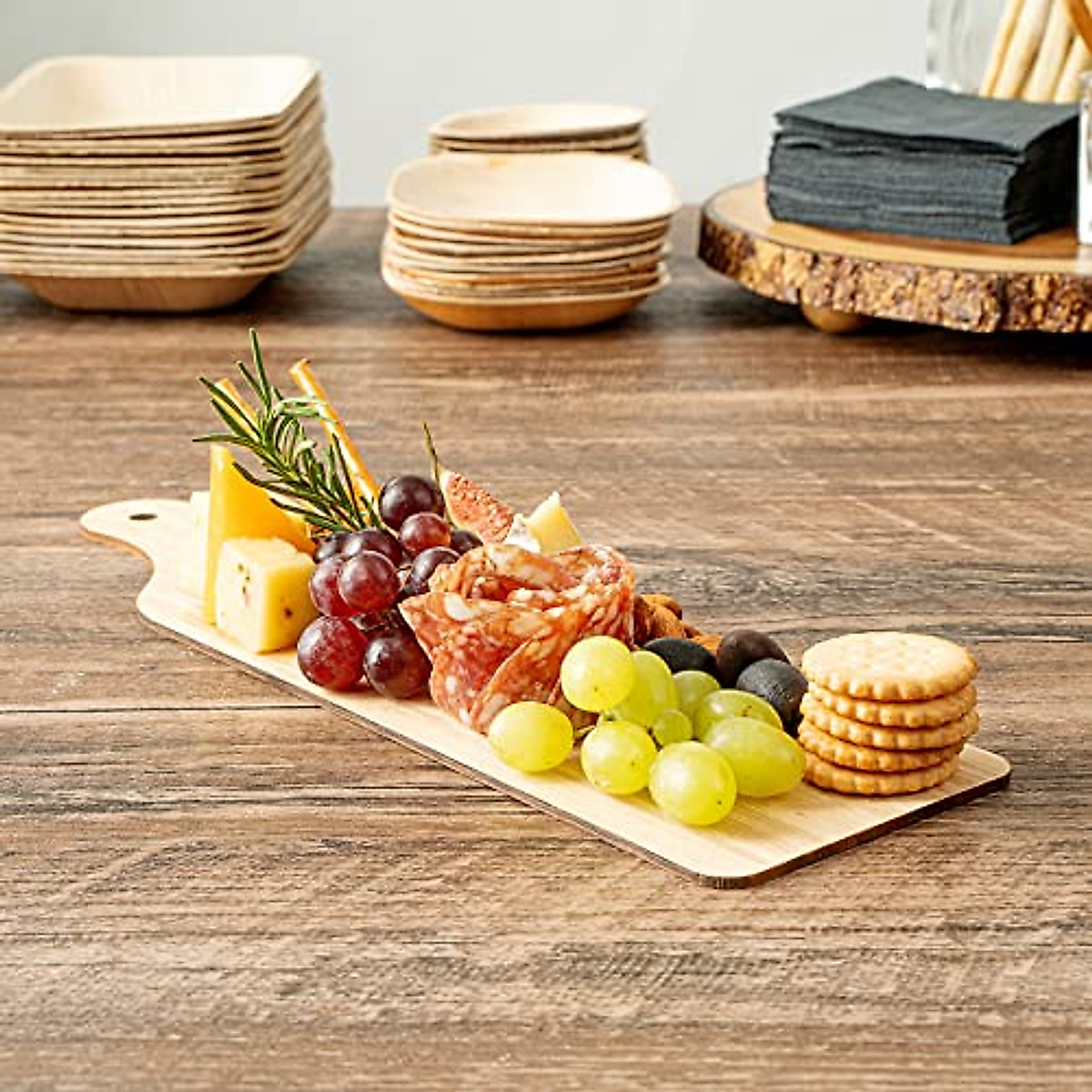 Restaurantware Nature Tek Bamboo Disposable Cheese/Charcuterie Board - 11 3/4" x 3 1/2" - 2 count box