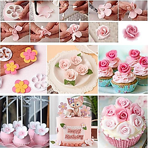 Flower Fondant Cutters,73Pcs Cake Cookie Cutter Plunger Sugarcraft Alphabet Letters Decorating Tools,Sunflower Rose Leaf Butterfly Heart Star Carnation Hollow Calyx Cutter Molds,Icing Modelling Kit