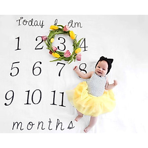 Kiddo Kind Baby Milestone Blanket - 52 x 48 - Makes Unique Photo Props for Babies - Extra Large Monthly Age Blankets Create Personalized Photography for Each Month - Perfect for Expecting Moms