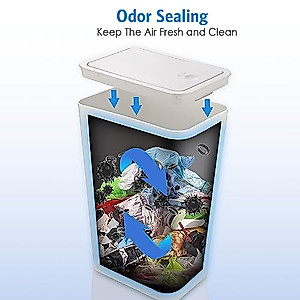 3 Pack Small Bathroom Trash Can with Lid - 10L/2.6 Gallon Slim Garbage Bin, Dog Proof Trashcan, Plastic Wastebasket for Kitchen/Bedroom/Office/Dorm, Fits Under Sink/Desk/Cabinet (Black&White&Grey)