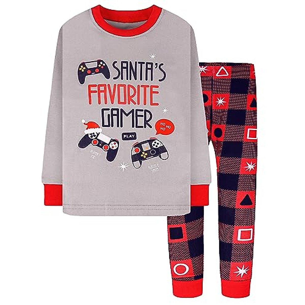 KOBERO Boys Pajamas Kids Christmas PJs Size 8 100% Organic Cotton Pj Sets Children Plaid Sleepwear Xmas Jammies Sleep Clothes 8T 7-8 Years Old, Medium