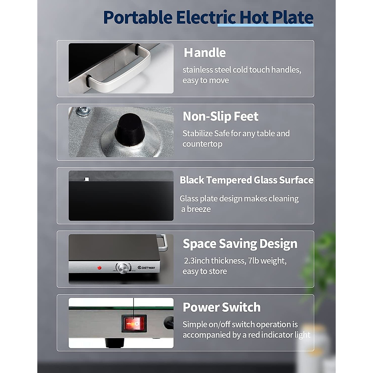 ARLIME Buffets Server Food Warmer for Parties, Electric Food Warming Tray W/Adjustable Temperature Control, 22’’x14’’ Tempered Glass Surface, Perfect for Parties Entertainment & Holidays