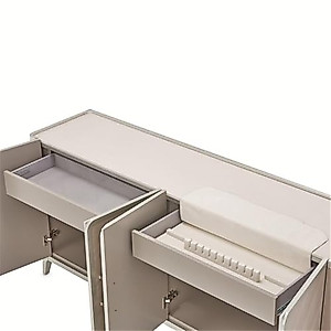 Michael Amini Lanterna Poplar Wood & Acrylic Sideboard in Silver Mist/Beige