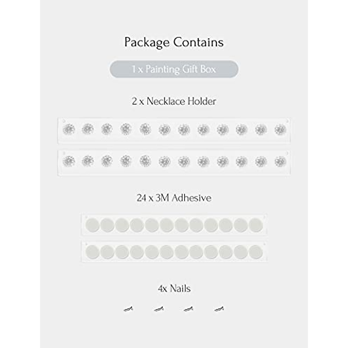 Heesch Necklace Holder, Acrylic Necklace Hanger, Wall Mont Necklace Organizer, Jewelry Hooks for Necklaces, Bracelets, Chains (2-pack Clear)