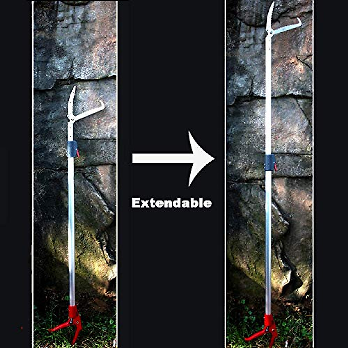 Yomyray Extendable Snake Tong Reptile Grabber Rattle Snake Catcher Wide Jaw Handling Tool with Lock and Comfortable Grip(Include Snake Bag)