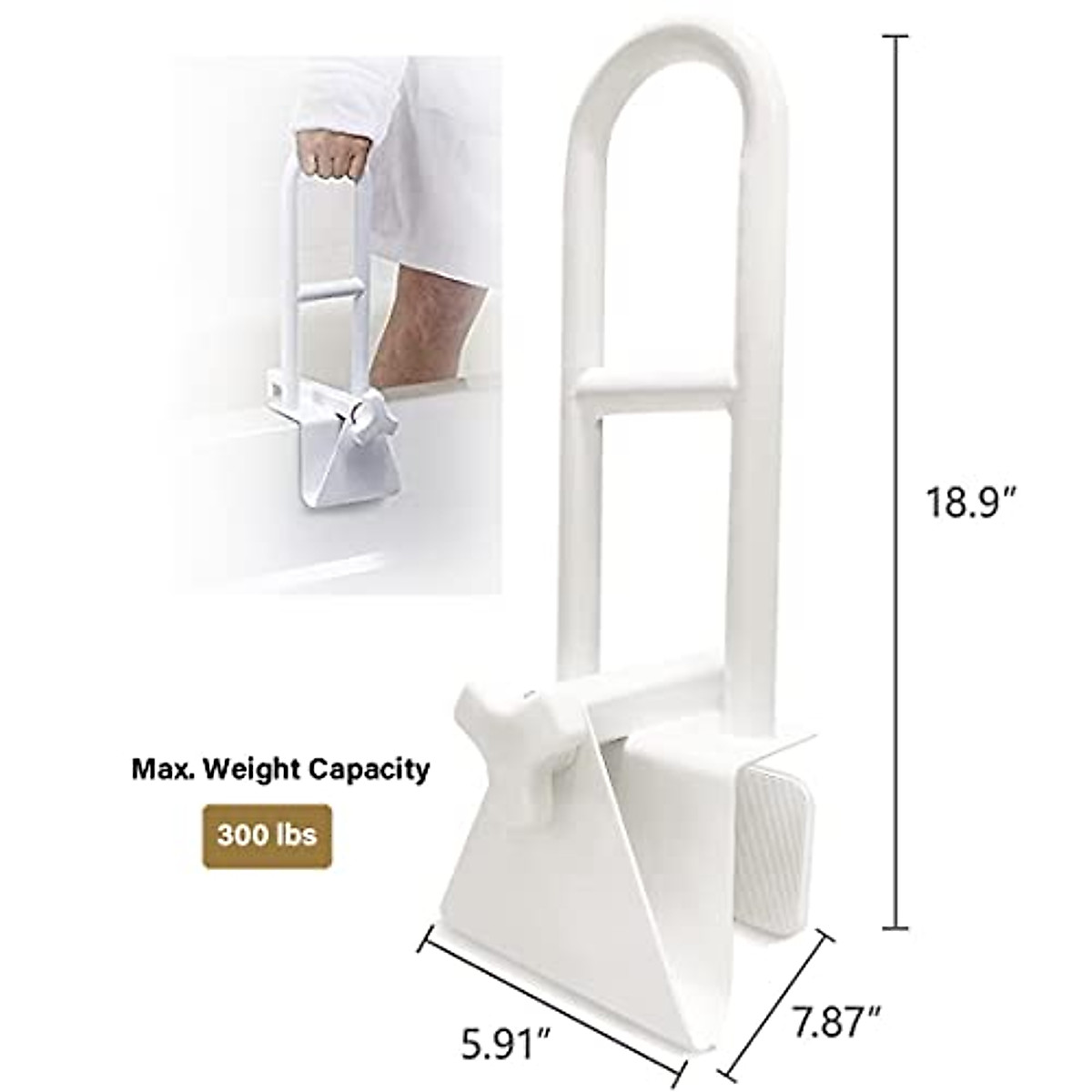 UNLICON Medical Adjustable Bathtub Safety Rail,Adjustable Grab Bars for Bathroom, Shower Handle for Seniors and Elderly, White