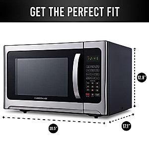 Farberware Countertop Microwave Oven 1.2 Cu. Ft. 1100 Watt with LED Lighting, Child Lock, Easy Clean Grey Interior, Stainless Steel