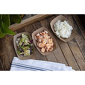 PaperMi Brown Paper Food Tray Disposable Kraft Hot Dog Tray, Paper Food Trays for Picnics, Carnivals, Camping - Food Serving Tray Holds Hot and Cold Food- USA Made (1Lb 100pc)