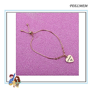 FEELMEM Godmother Bangle Bracelet,Goddaughter Bangle Bracelet,Baptism Gift for Godmothers/Goddaughters (Godmother Slider RG)